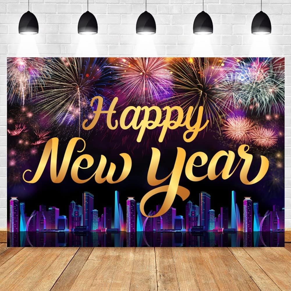 Amazon.com : Happy New Year Backdrop 2023 New Year Eve Party Colorful ...