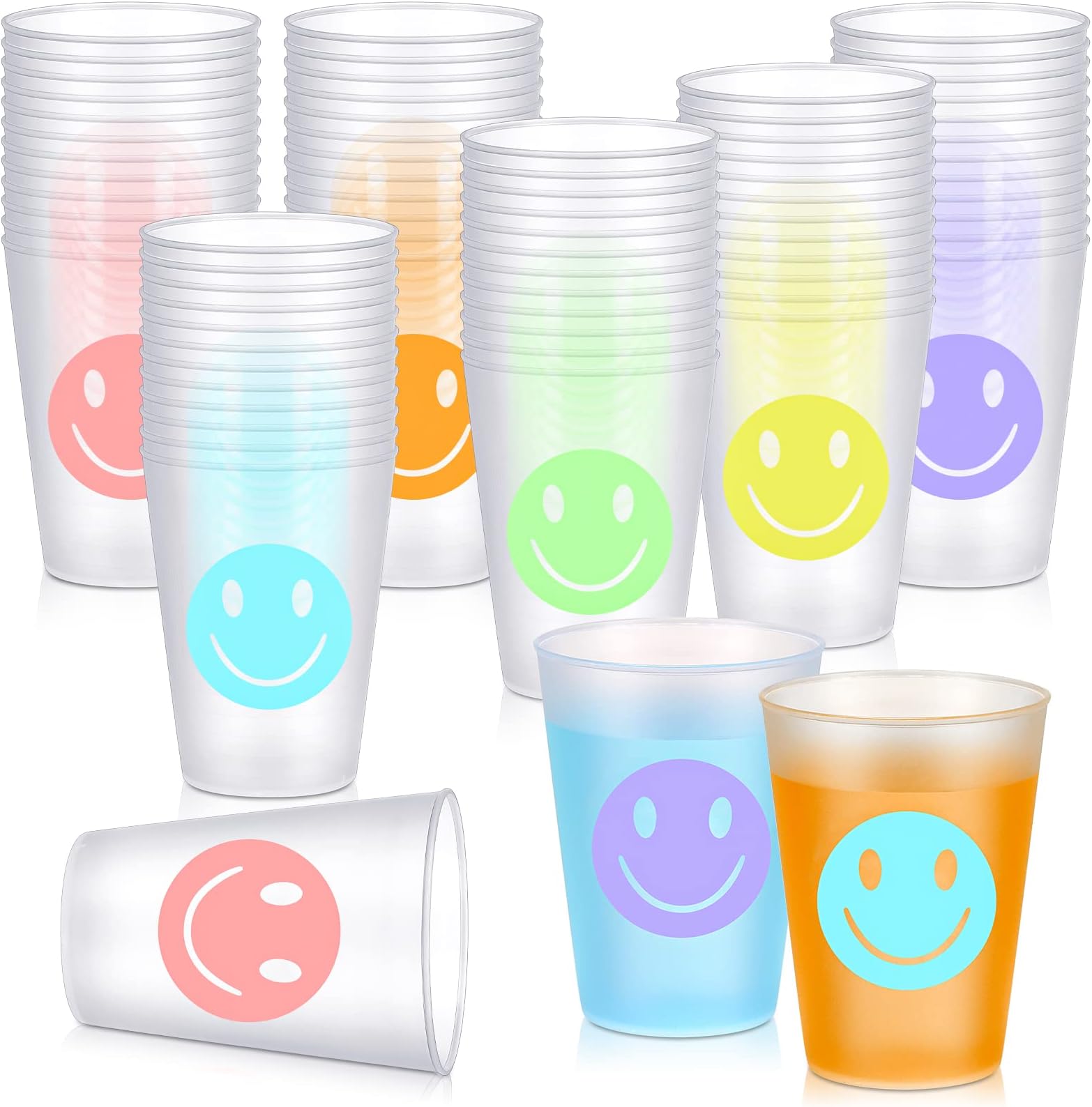 Amazon.com | Norme 24 Pcs Smile Pattern Drink Cups Smile Face Plastic ...