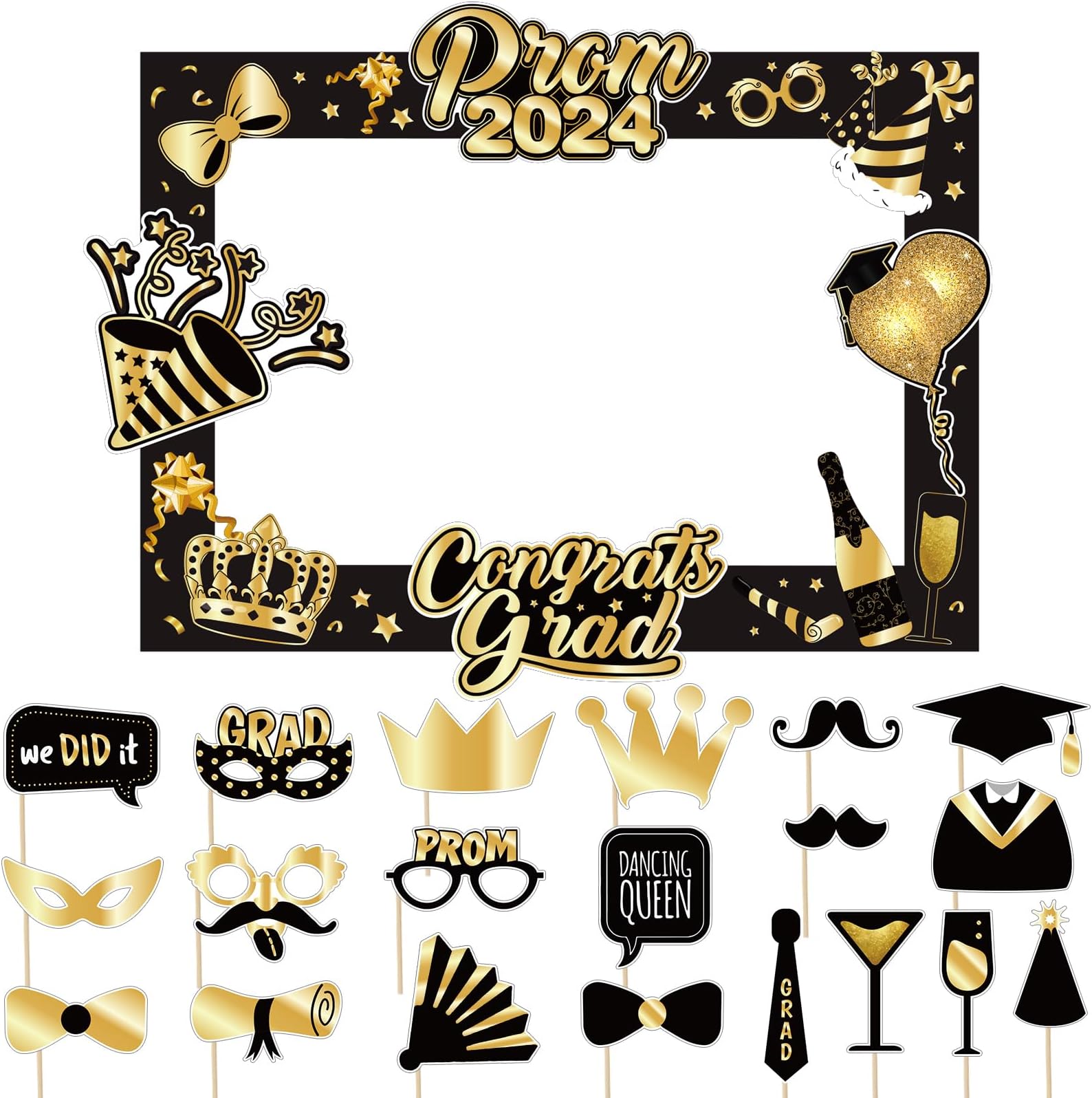 Amazon.com: Yousoontic 25 Pcs Graduation Photo Booth Frame Prom 2024 ...