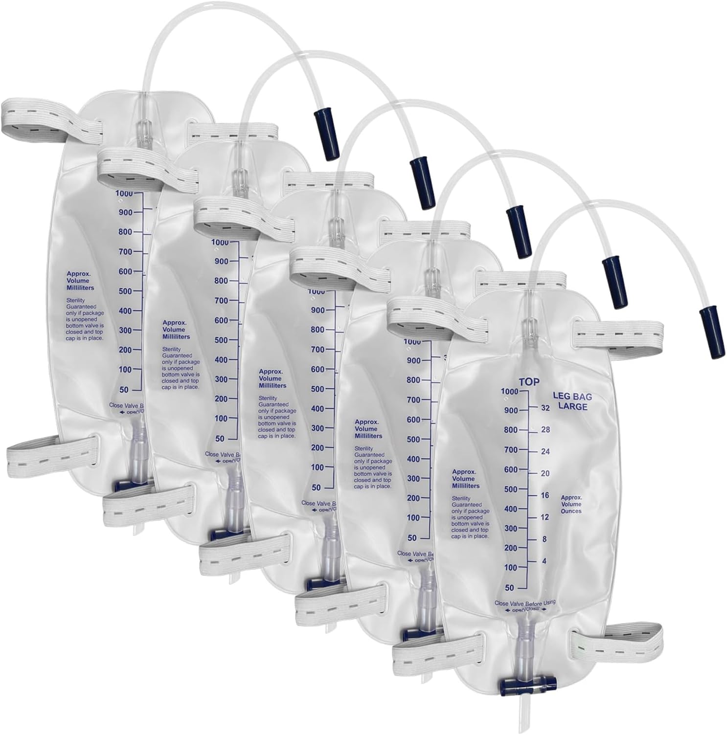 Amazon.com: 5 Pack Easy-Tap Leg Bag with Anti-Reflux Valve, 1000ml ...