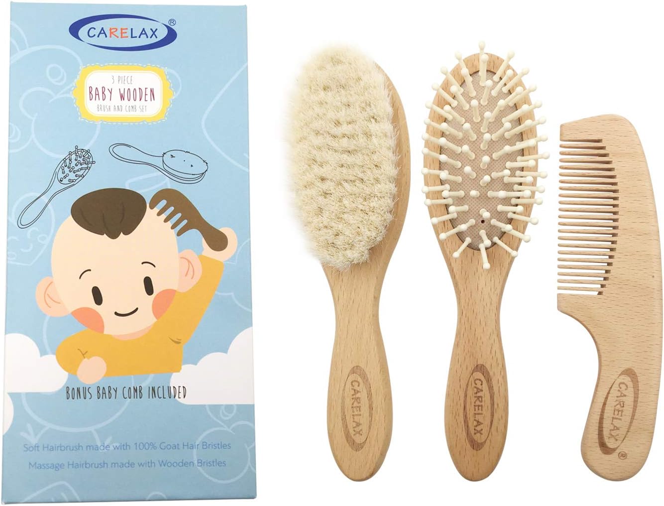 Amazon.com: MYZI Baby Hair Brush Set – Baby Brush and Comb Set Newborn ...