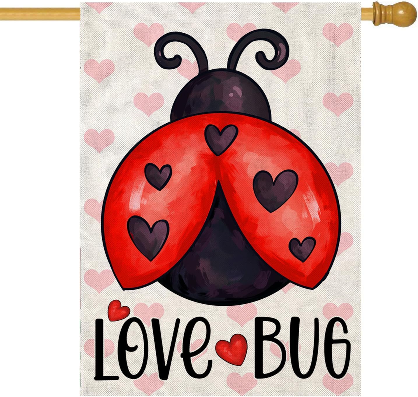 Amazon.com : Valentines Ladybug House Flags for Outdoor 28x40 Inch ...
