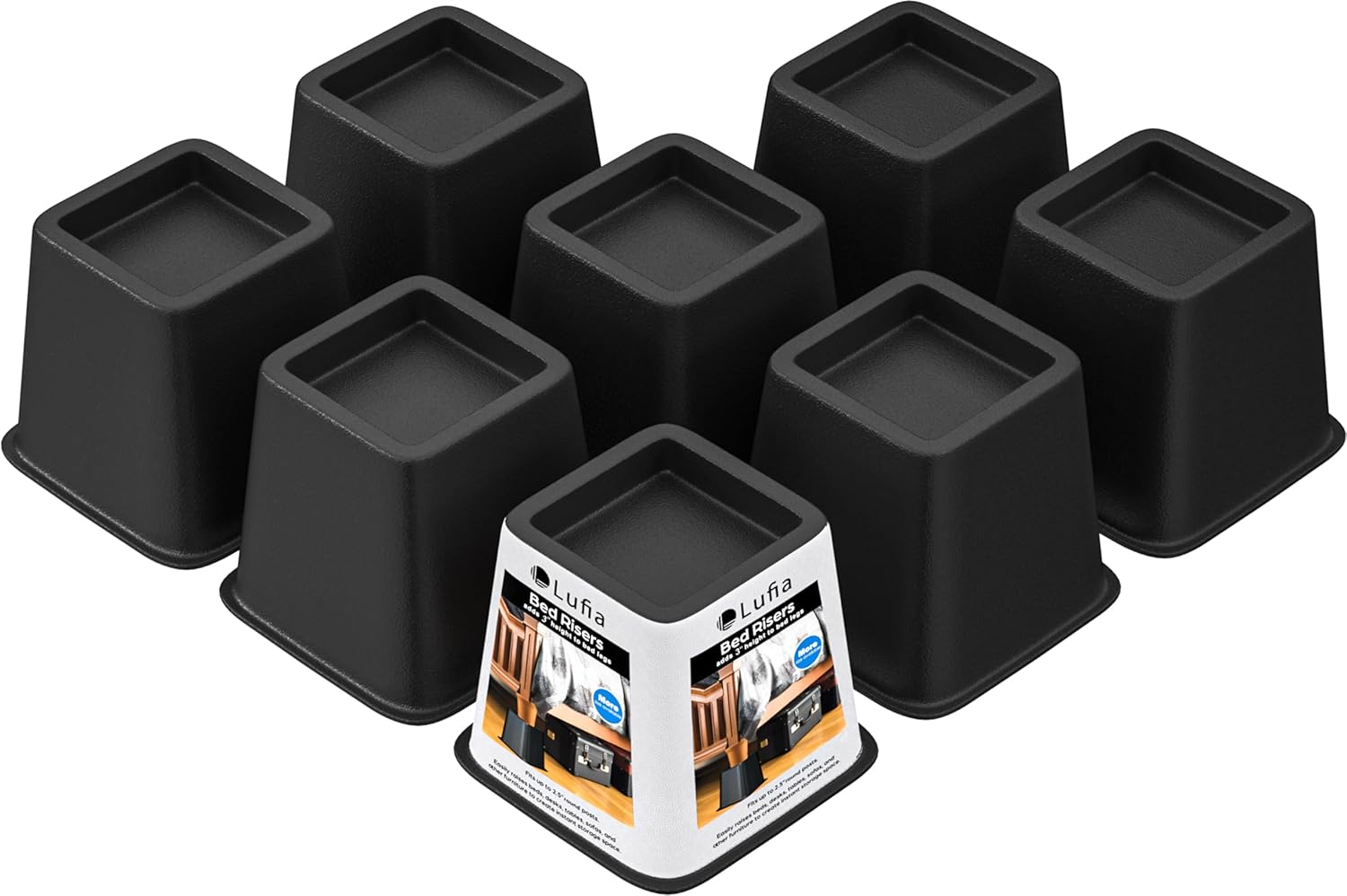 Amazon.com: Lufia Bed Furniture Risers Set - 8 Heavy-Duty Bed Lifts for ...