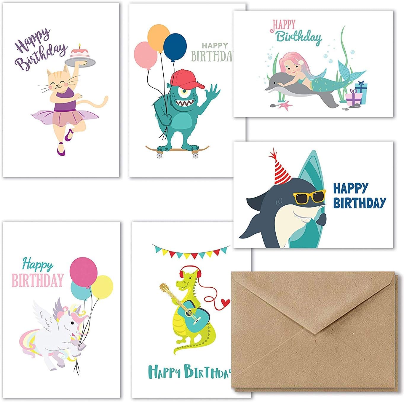 Amazon.com: CAVEPOP Kids Happy Birthday Cards Assortment, 36 Fun ...