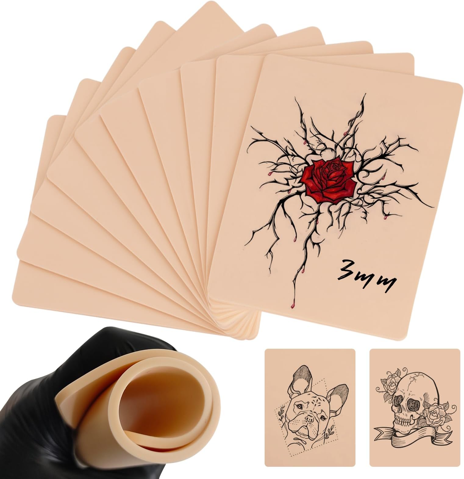 Amazon.com: Blank Tattoo Practice Skin/AEKKNIU-10 Piece 8x 6 in/Tattoo ...
