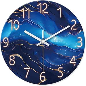 Amazon.com: Glass Wall Clocks Battery Operated 14 Inch Modern Abstract ...
