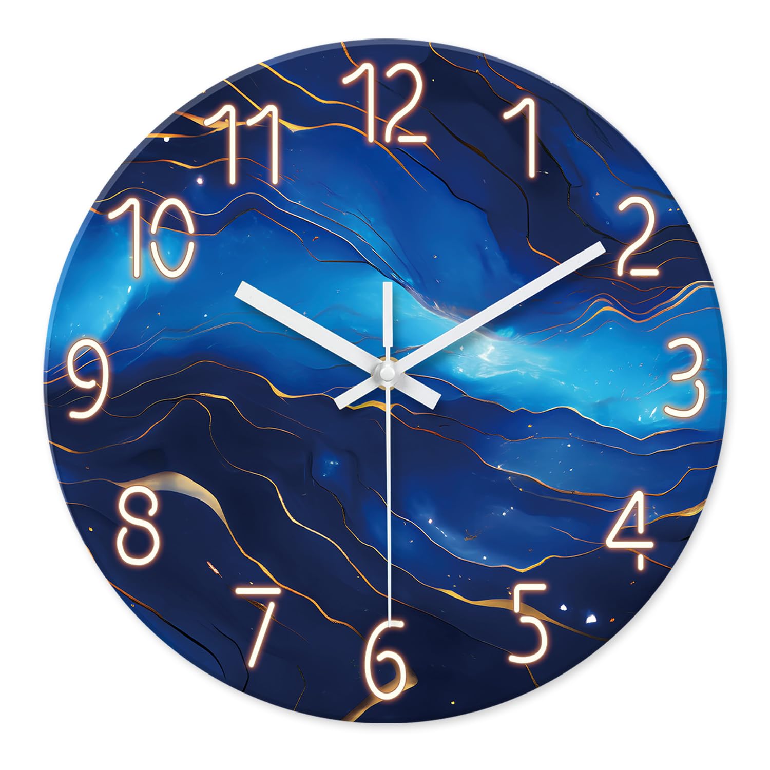 Amazon.com: Glass Wall Clocks Battery Operated 14 Inch Modern Abstract ...