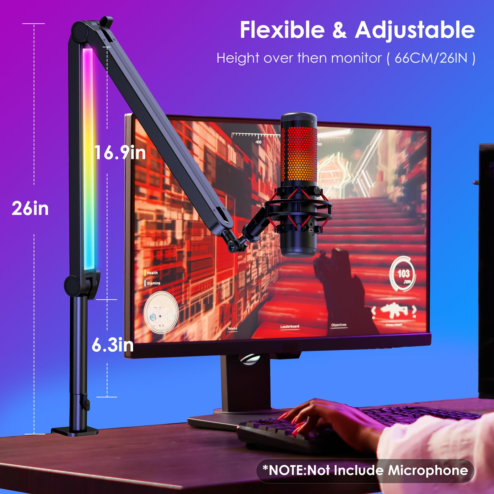 Snapklik.com : RGB Mic Boom Arm - Microphone Arm For Blue Yeti, HyperX ...