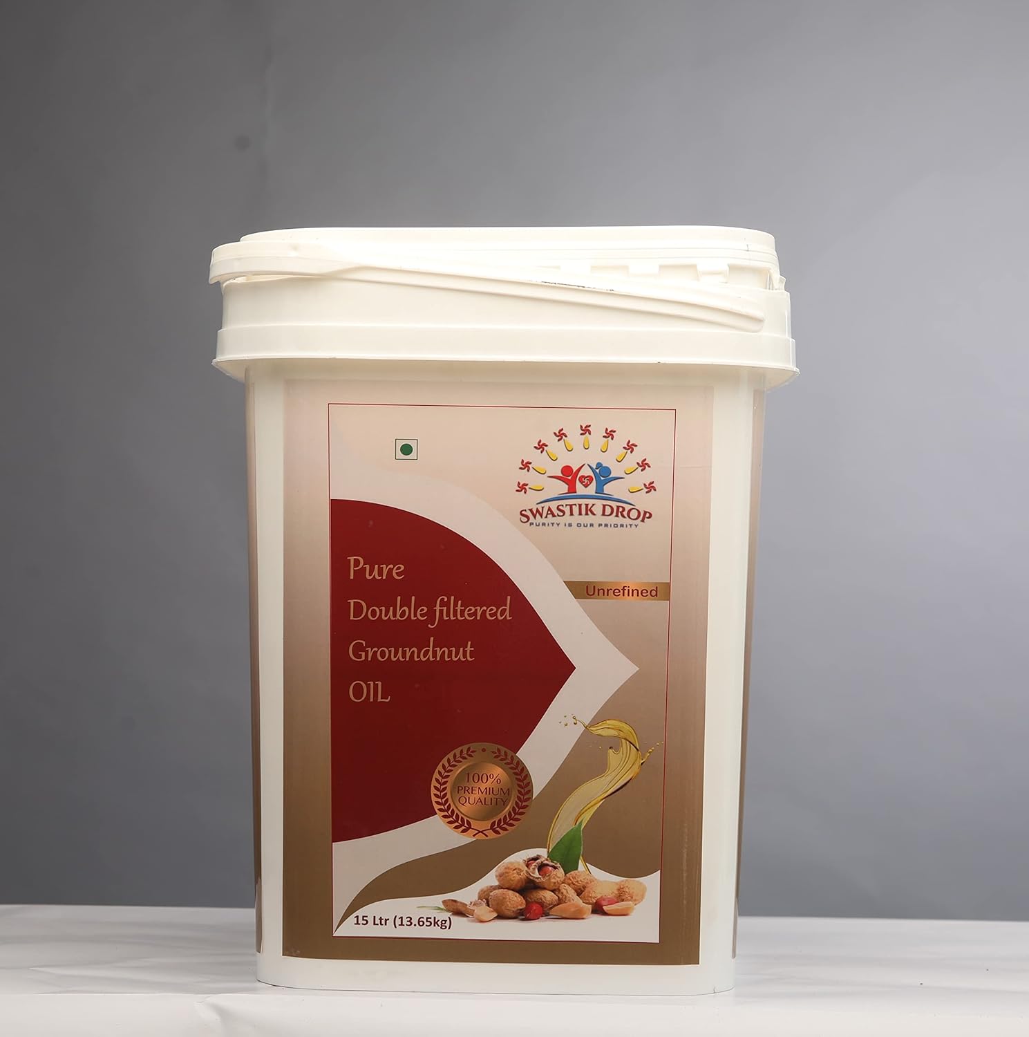 Swastik Drop Pure Double Filtered Groundnut Oil Expeller Pressed (15 L Bucket) : Amazon.in ...
