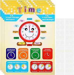 PATIKIL 4pcs Time Chart, 11x17inch Circle Time Posters Circle Time ...