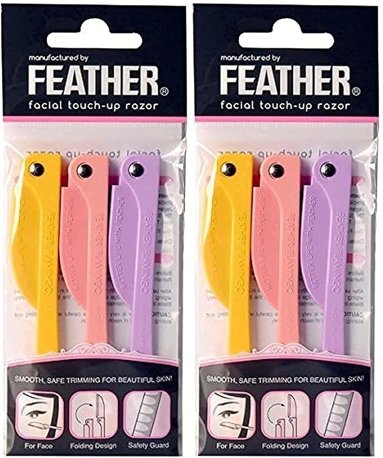 Amazon.com: Feather Flamingo Facial Touch-up Razor (3 Razors X 2 Pack ...
