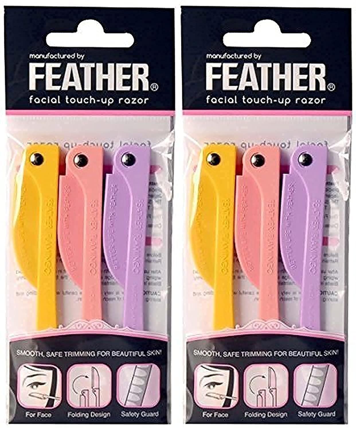 Amazon.com: Feather Flamingo Facial Touch-up Razor (3 Razors X 2 Pack ...