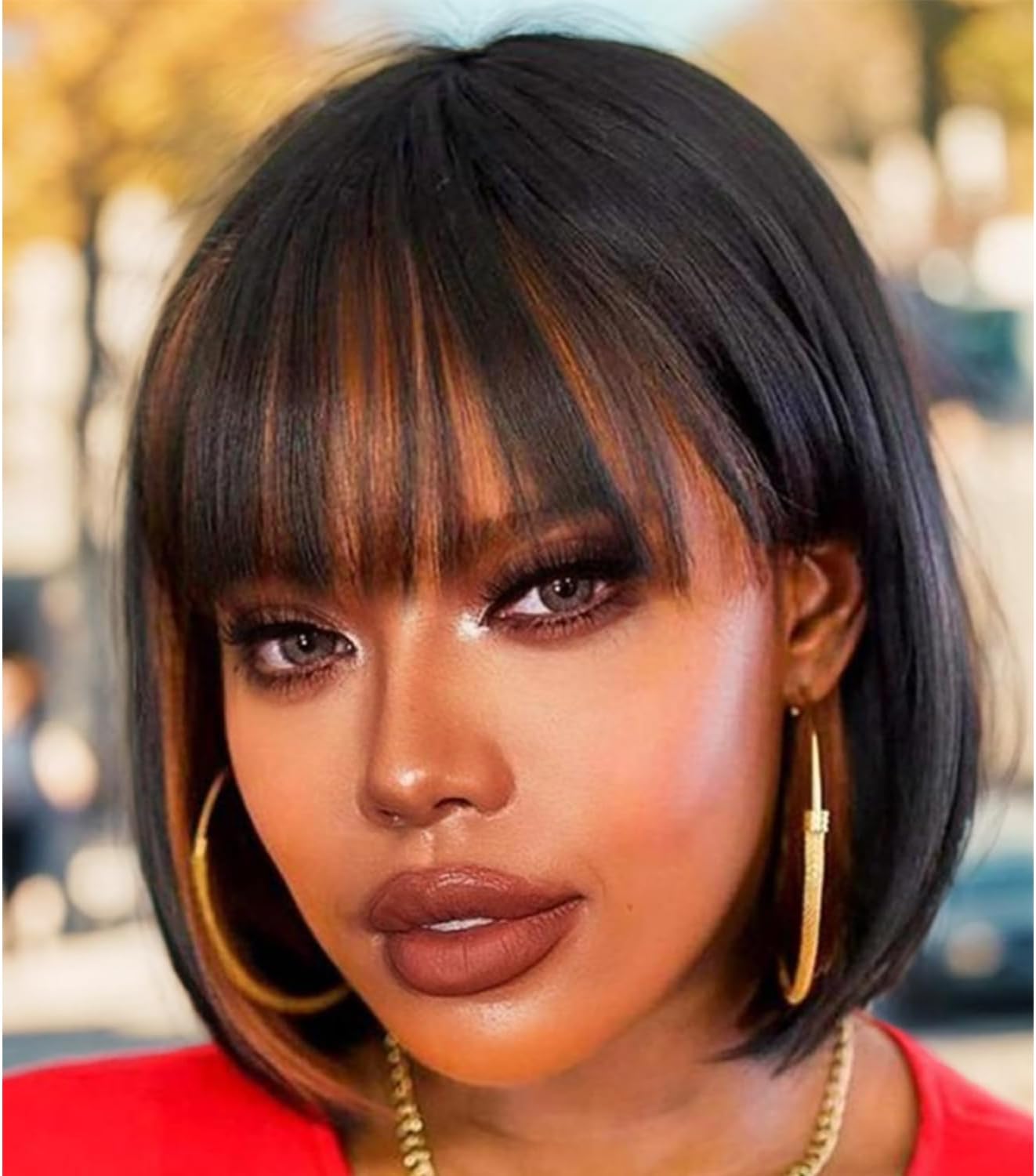 Amazon.com: G&T Wig 8Inch Short Black Bob Wig With Bangs Light Yaki ...