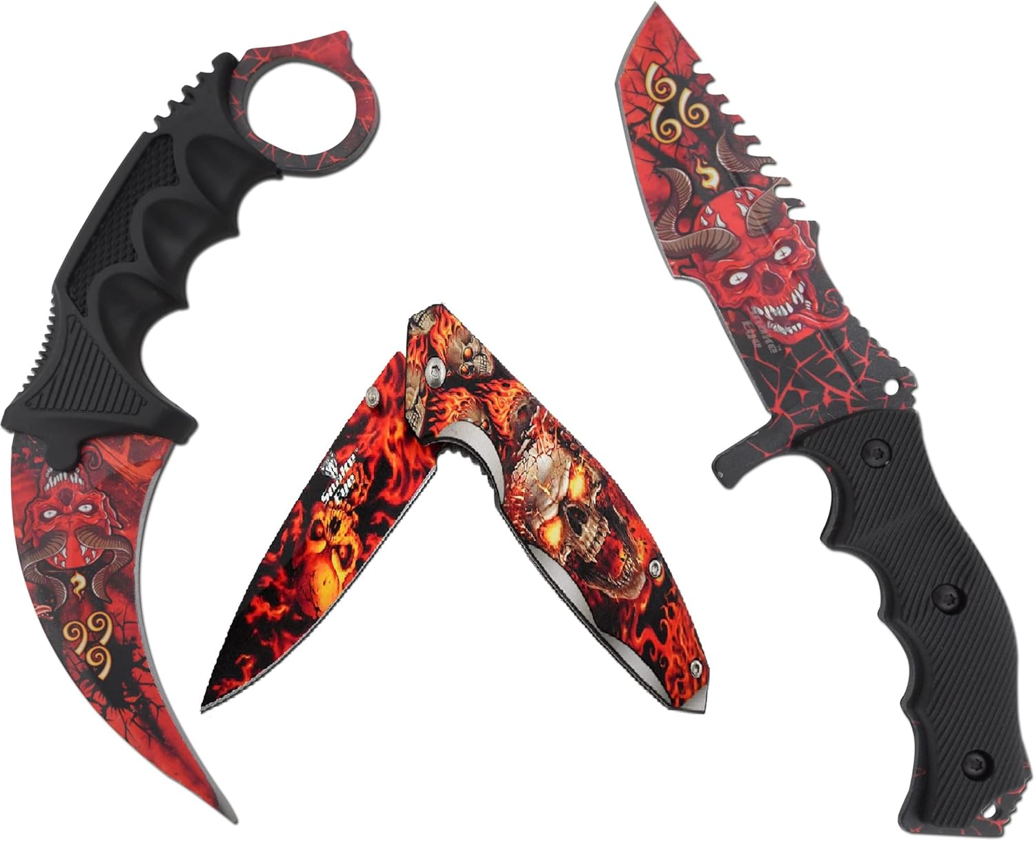 Amazon.com : Snake Eye Tactical Triple Set Fixed Blade Mini Huntsman ...