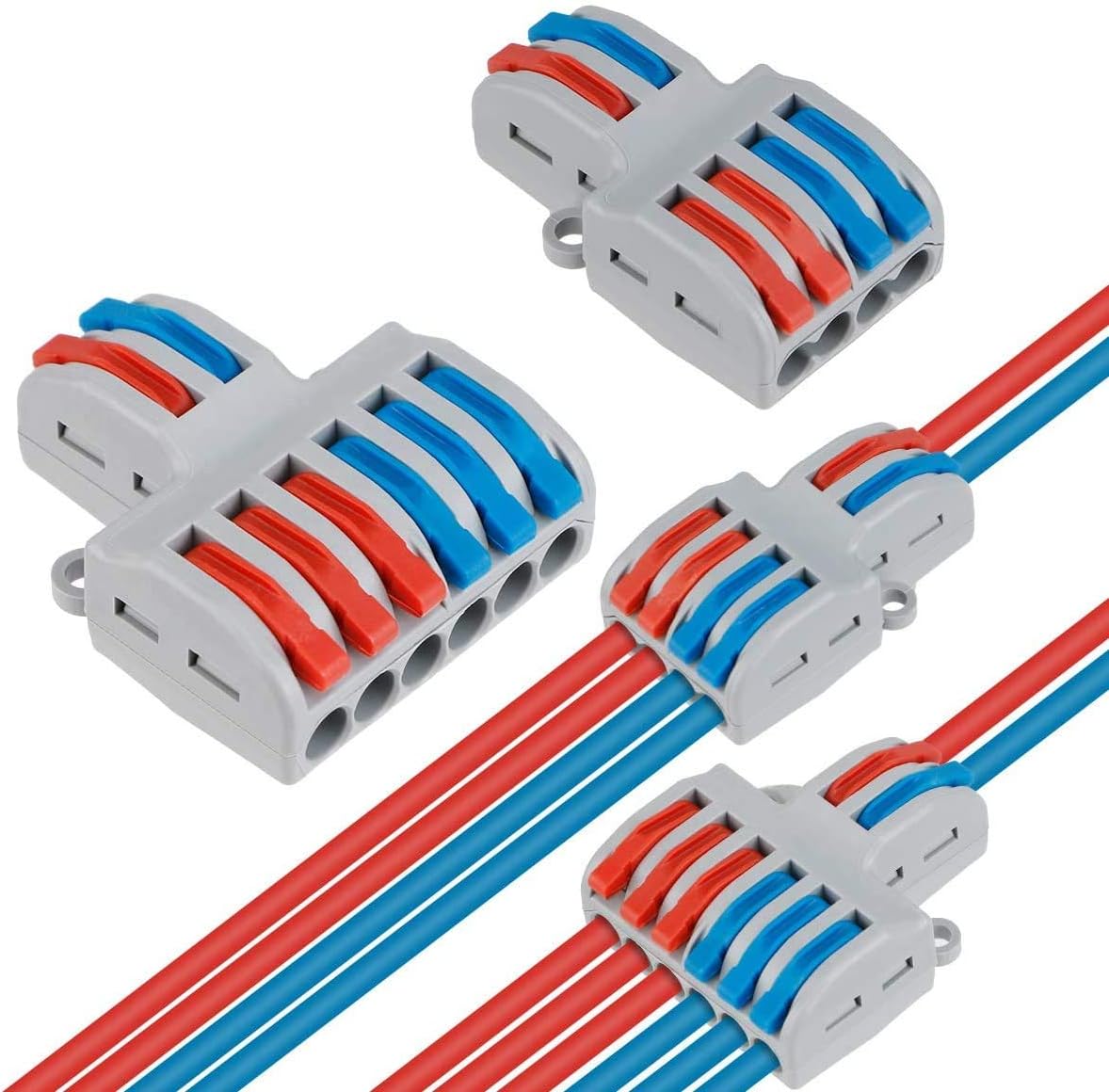 Compact Wire Connectors, 18pcs DIY Lever Nut Assortment Conductor ...