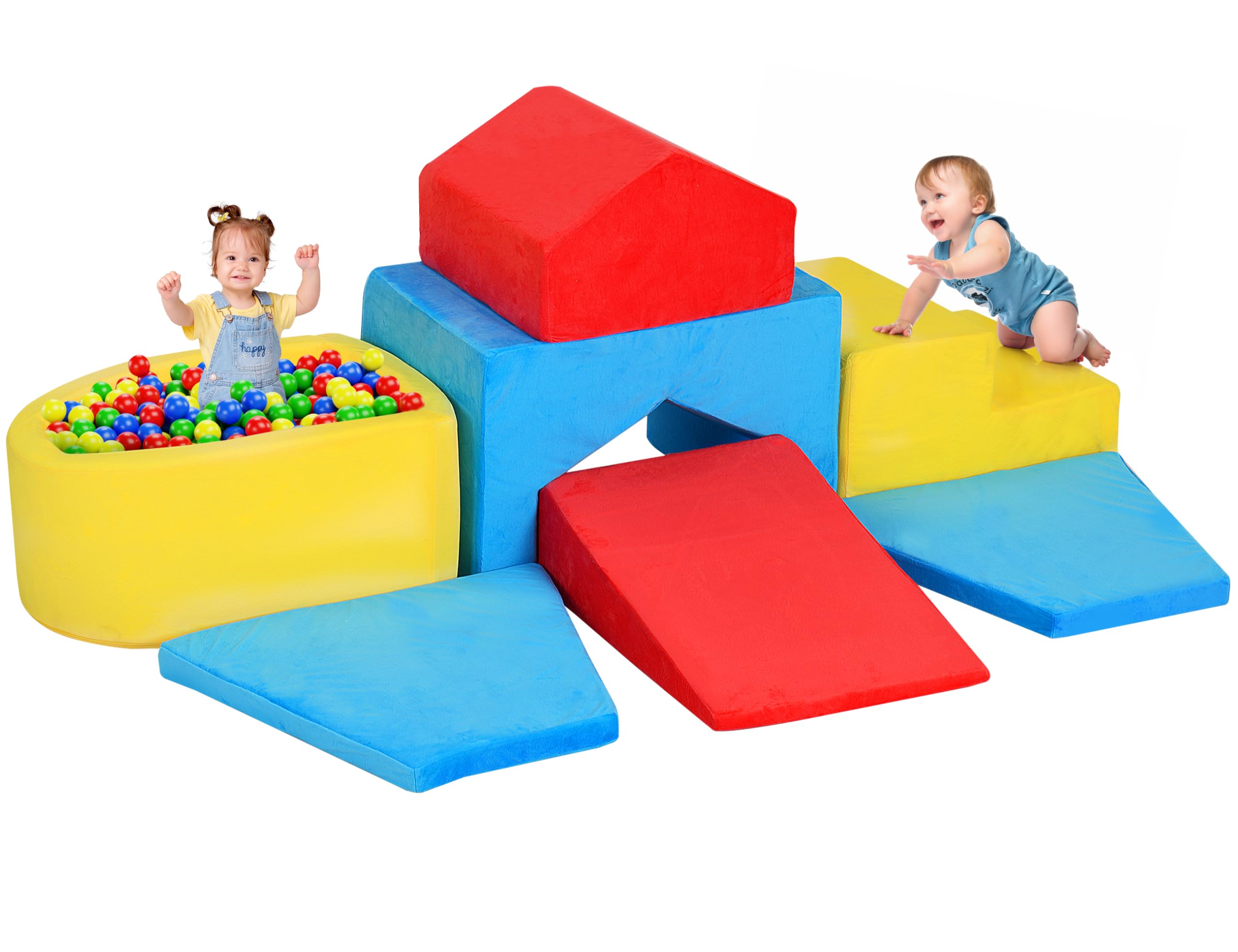 Amazon.com: OneBlis 7 Pcs Velvet Foam Climbing Blocks for Toddlers ...