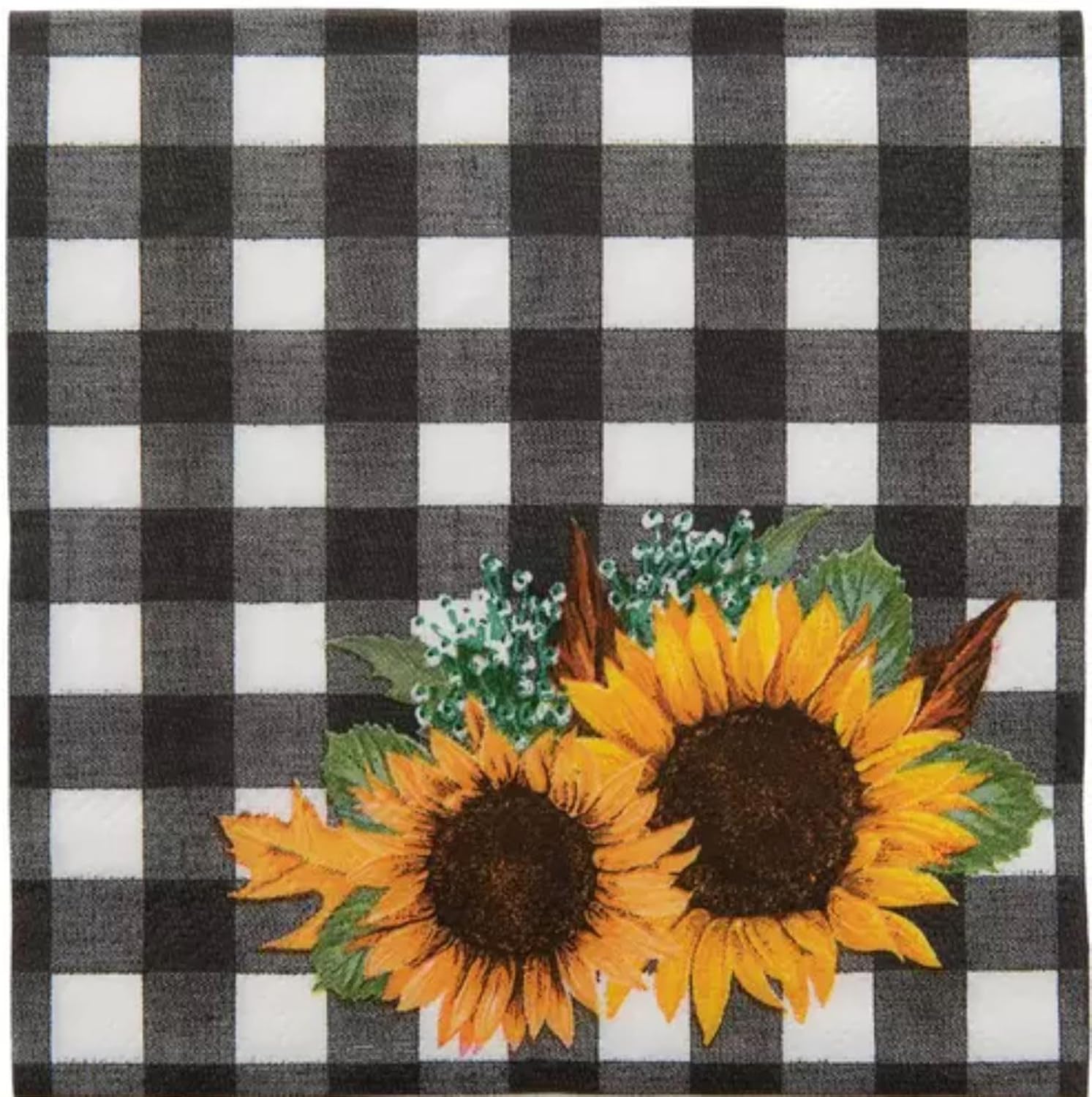 Amazon.com: Buffalo Plaid Sunflower Napkins | 50 Pack | 2 Ply ...