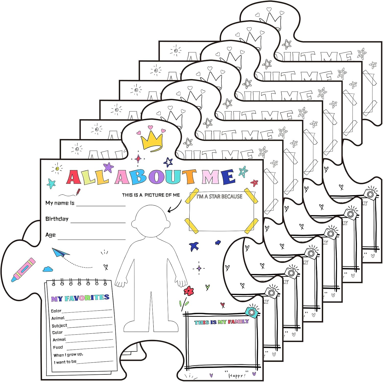 Amazon.com: uyakhom 50 Pcs All About Me Poster Star Students Poster ...