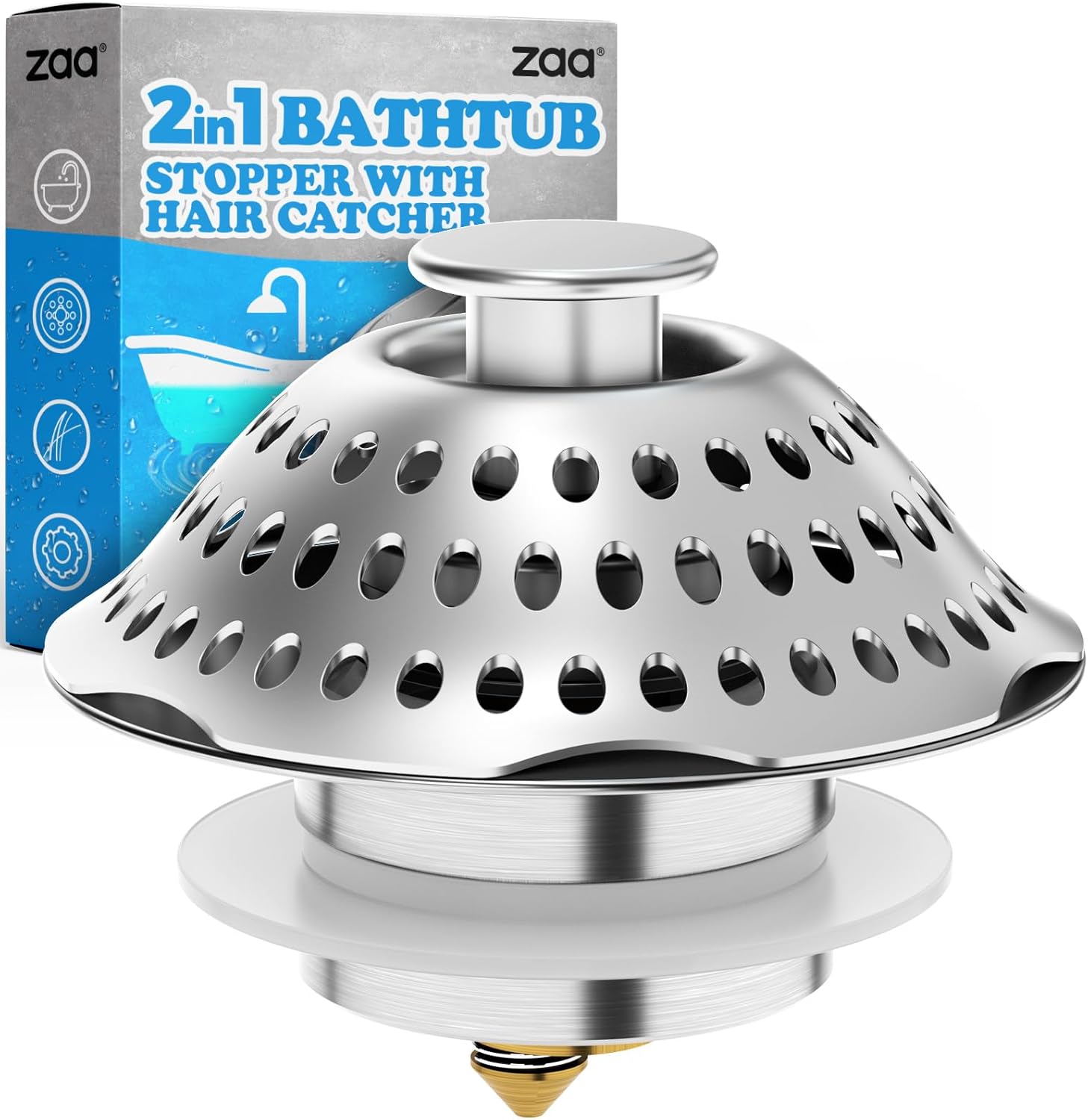 Zaa Bathtub Drain Hair Catcher 2in1 Bathtub Stopper