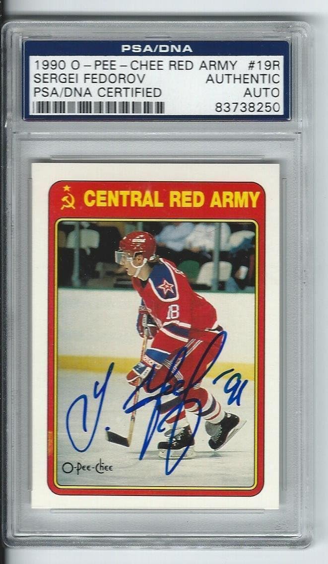 Sergei Fedorov Signed 1990-91 O-Pee-chee Rookie Card #19r 83738250 ...