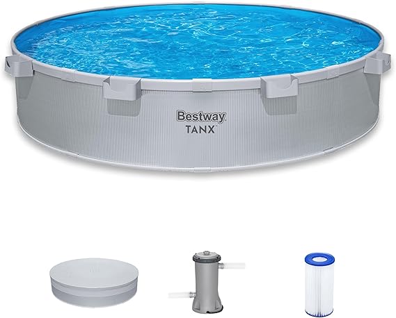 Amazon.com: Bestway TANX 10' x 24" Stock Tank Pool, Round Galvanized ...