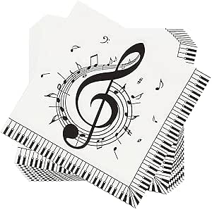 Amazon.com: Jagrove 100 Count Disposable Paper Music Napkins 2 Ply ...
