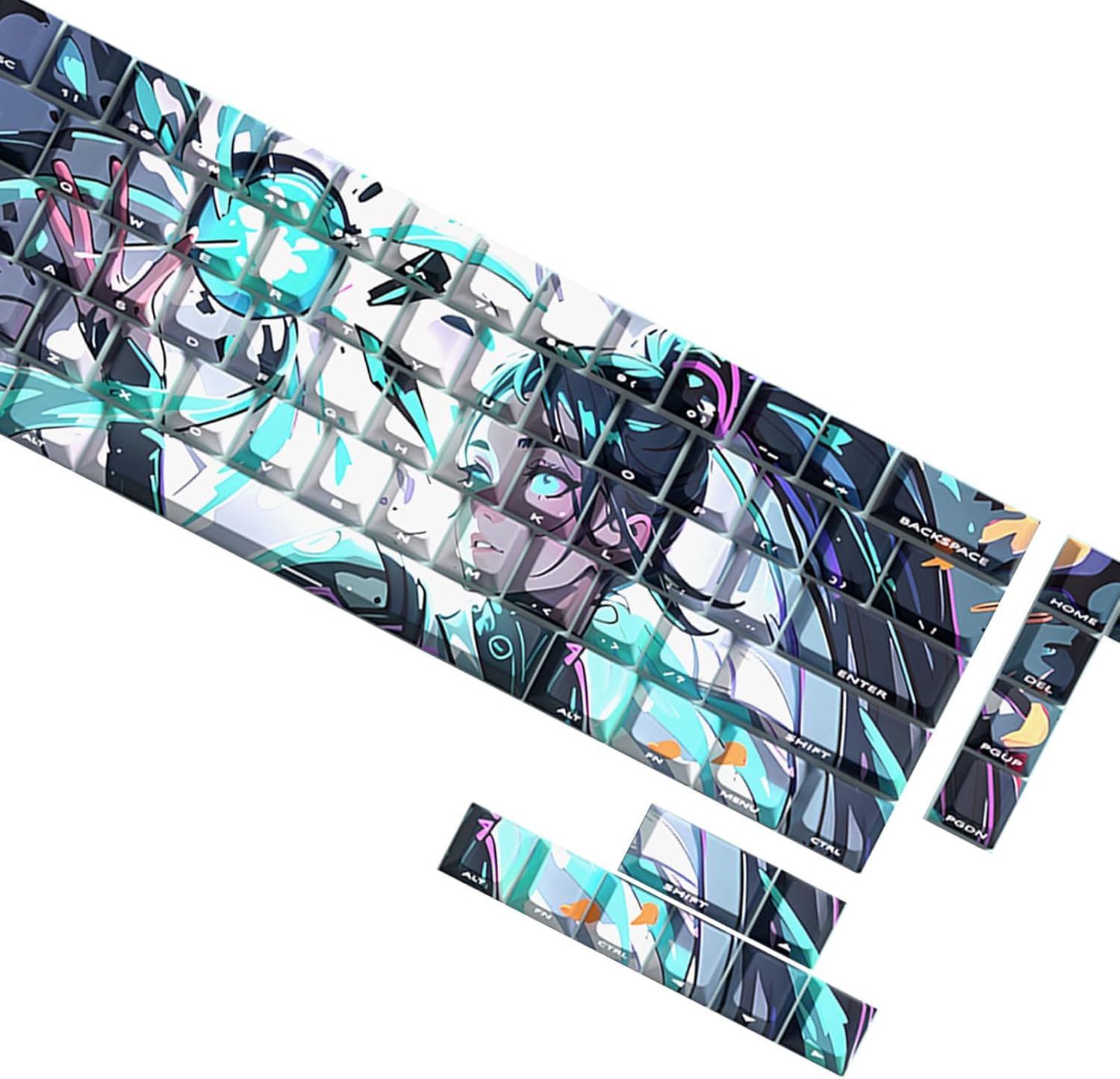 Gramigg 74 Keys Anime Caps Set Engraved Side Keycaps Replacement For 61 ...