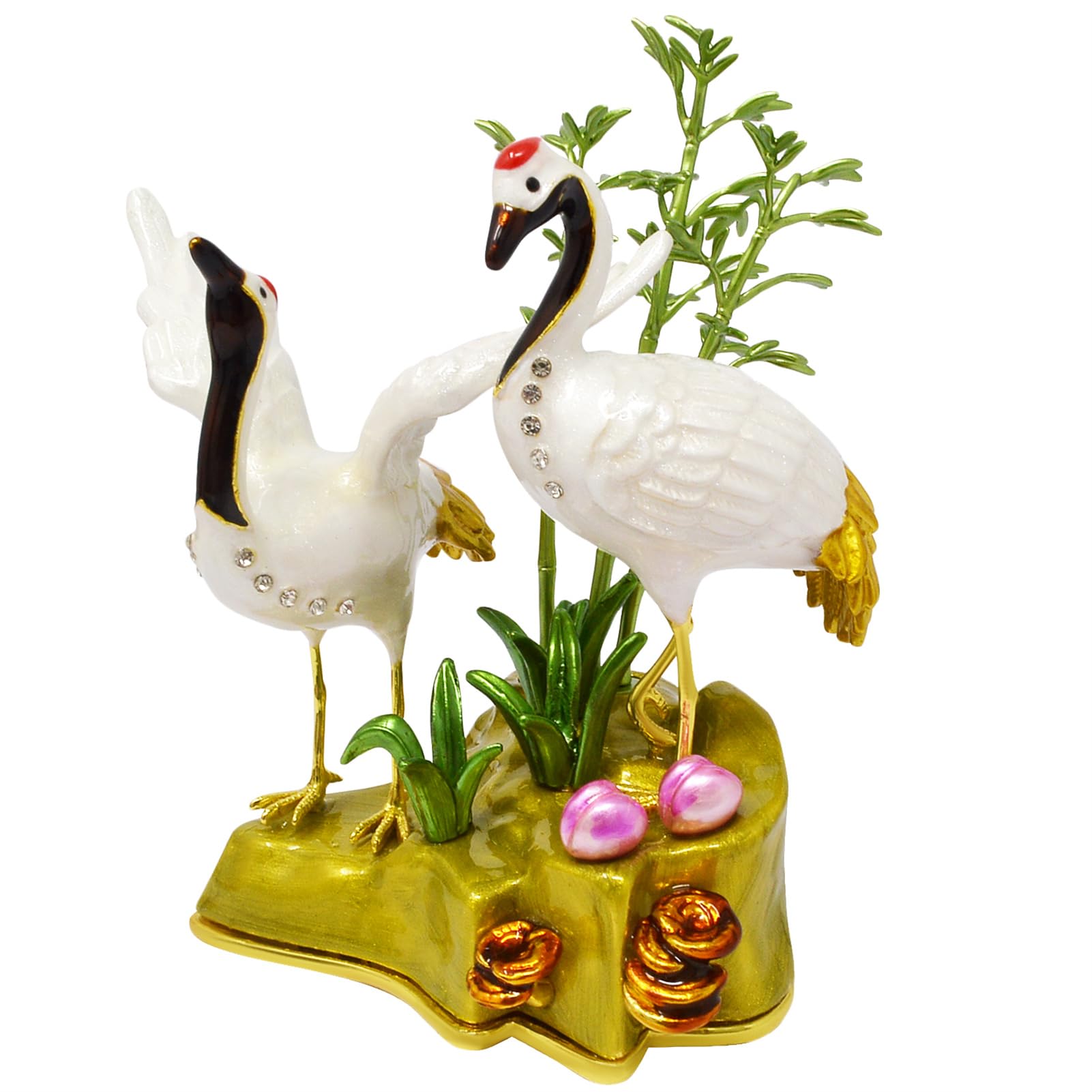 Amazon.com: Feng Shui Pair of Crane with Peaches & Bamboo Home ...