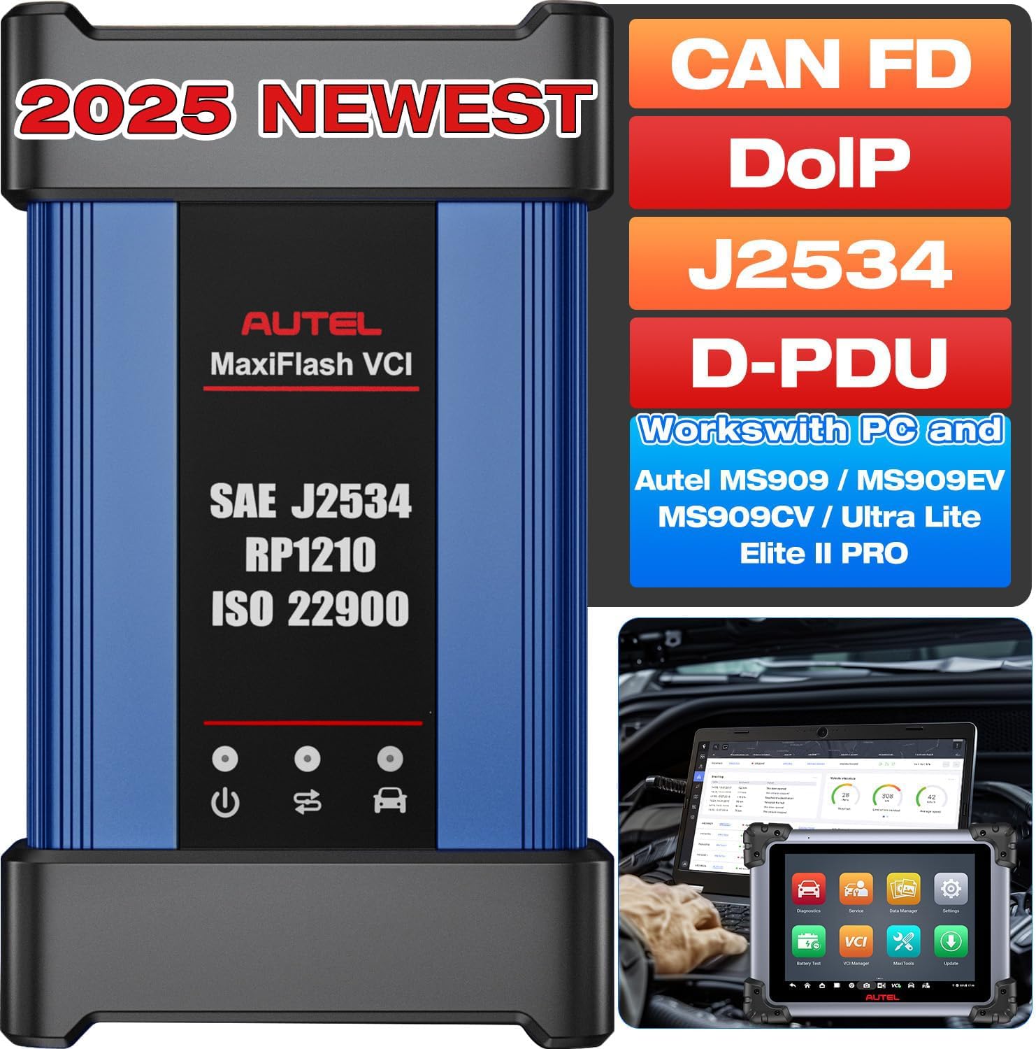 Amazon.com: Autel MaxiFlash VCI J2534 Pass-Thru ECU Programming Tool ...