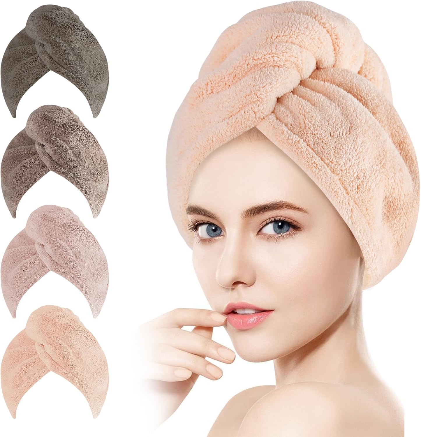 Amazon.com: Bomeiyi Microfiber Hair Towel Wrap - Fast Drying Turbans ...