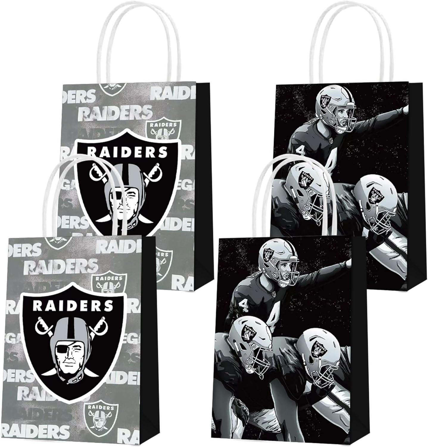Amazon.com: VEdusa Las-Vegas Raiders Party Paper Gift Bags, 2 Styles ...