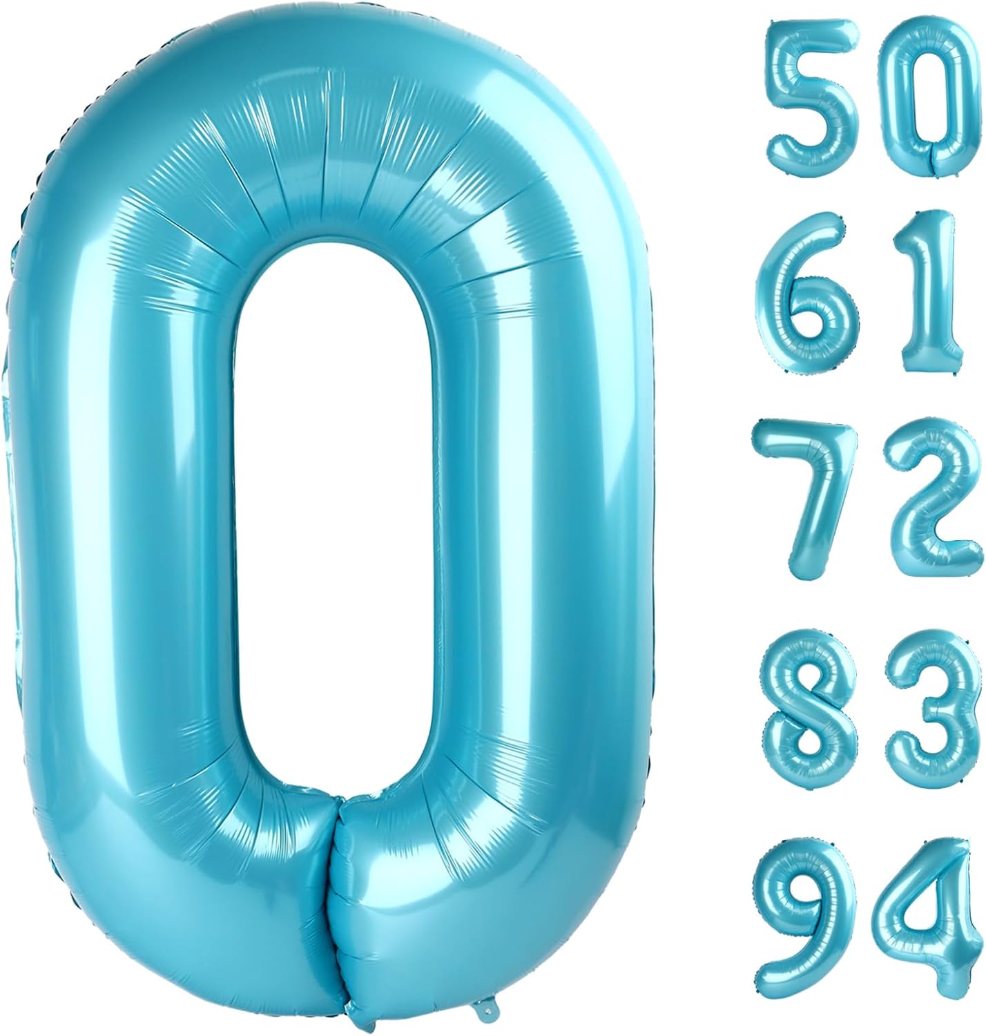 Amazon.com: Pearlescent Blue Number Balloon 40 Inch, 0 Number Balloons ...