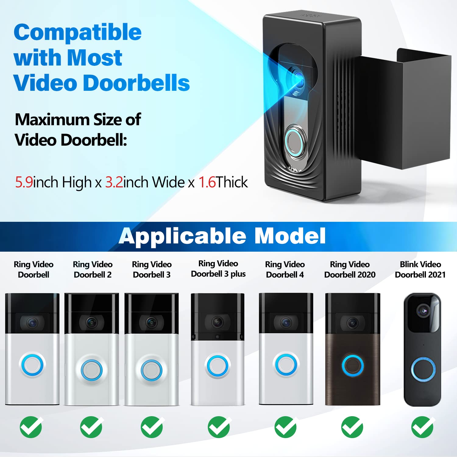 Doorbell Mount, Anti-Theft Video Doorbell Mount for Home Apartment ...