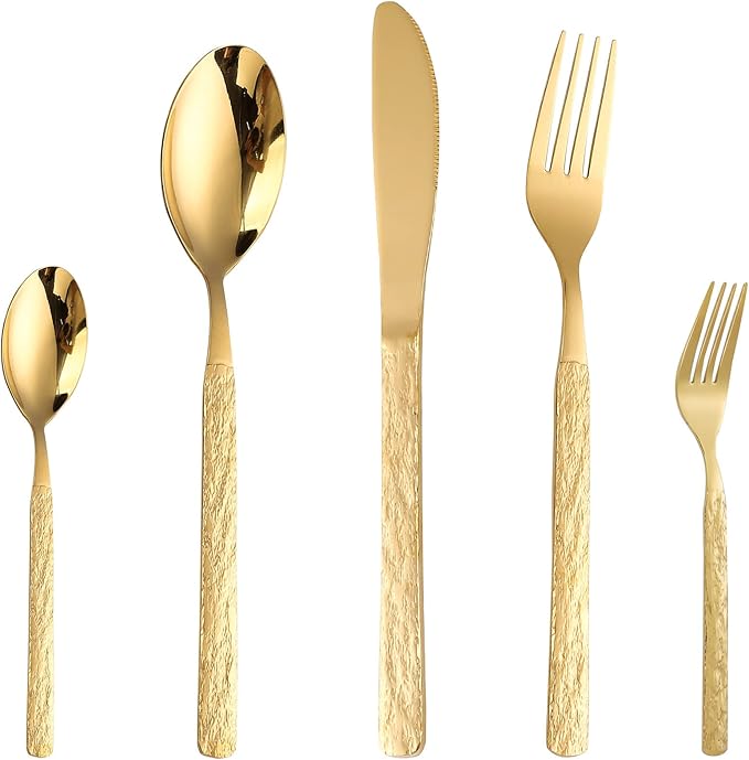 Amazon.com: CAOPAOTI Gold Silverware Utensils Set for 12, Golden ...