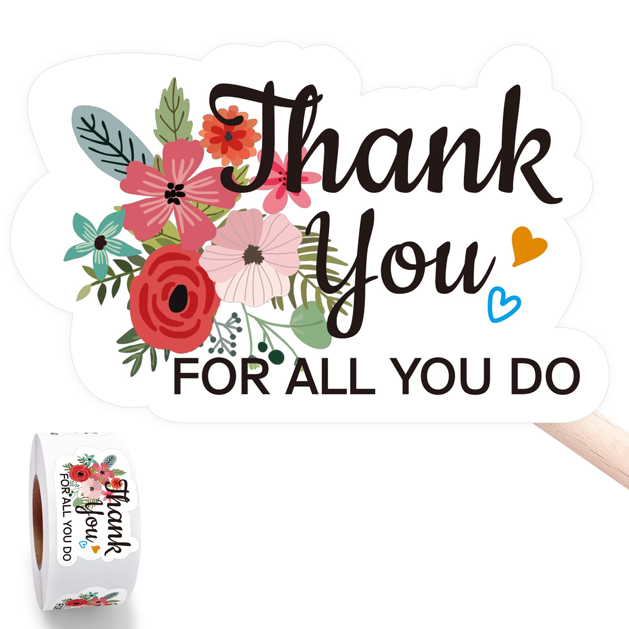 Amazon.com : Kwtzkuo 500 Pcs/Roll Thank You for All You Do Stickers ...