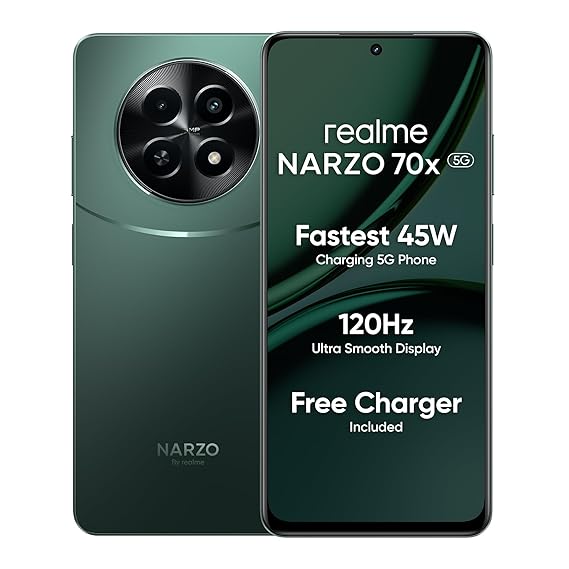realme NARZO 70x 5G (Forest Green, 6GB RAM,128GB Storage| 120Hz Ultra Smooth Display | Dimensity ...
