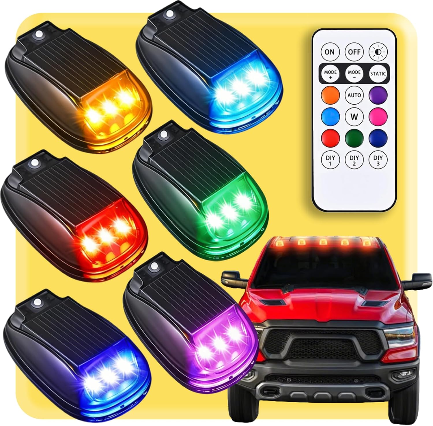 Amazon.com: Solar Cab Lights for Truck, 2026 New Solar Car Roof RGB ...