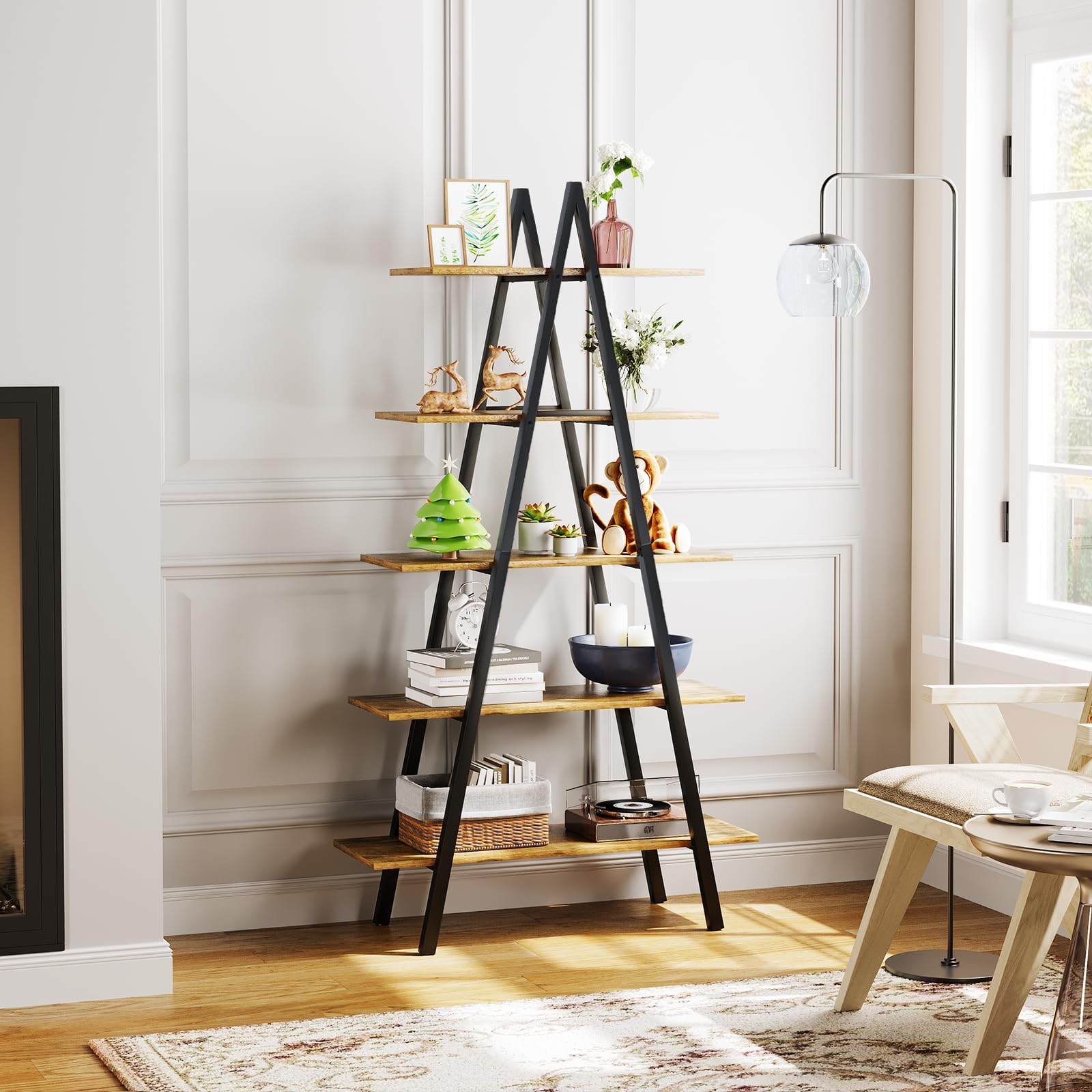 Amazon.com: Displays2go Wood A-Frame Shelf, 3 Tiers, Adjustable Shelves ...