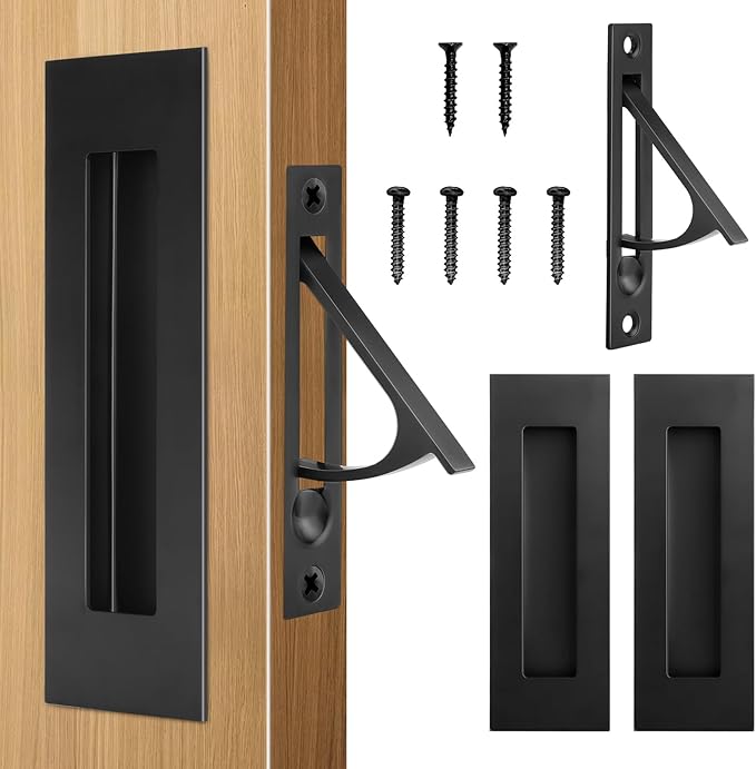 HBL' Pocket Door Hardware Set – 2 Recessed Flush Finger Pulls & 1 Edge ...