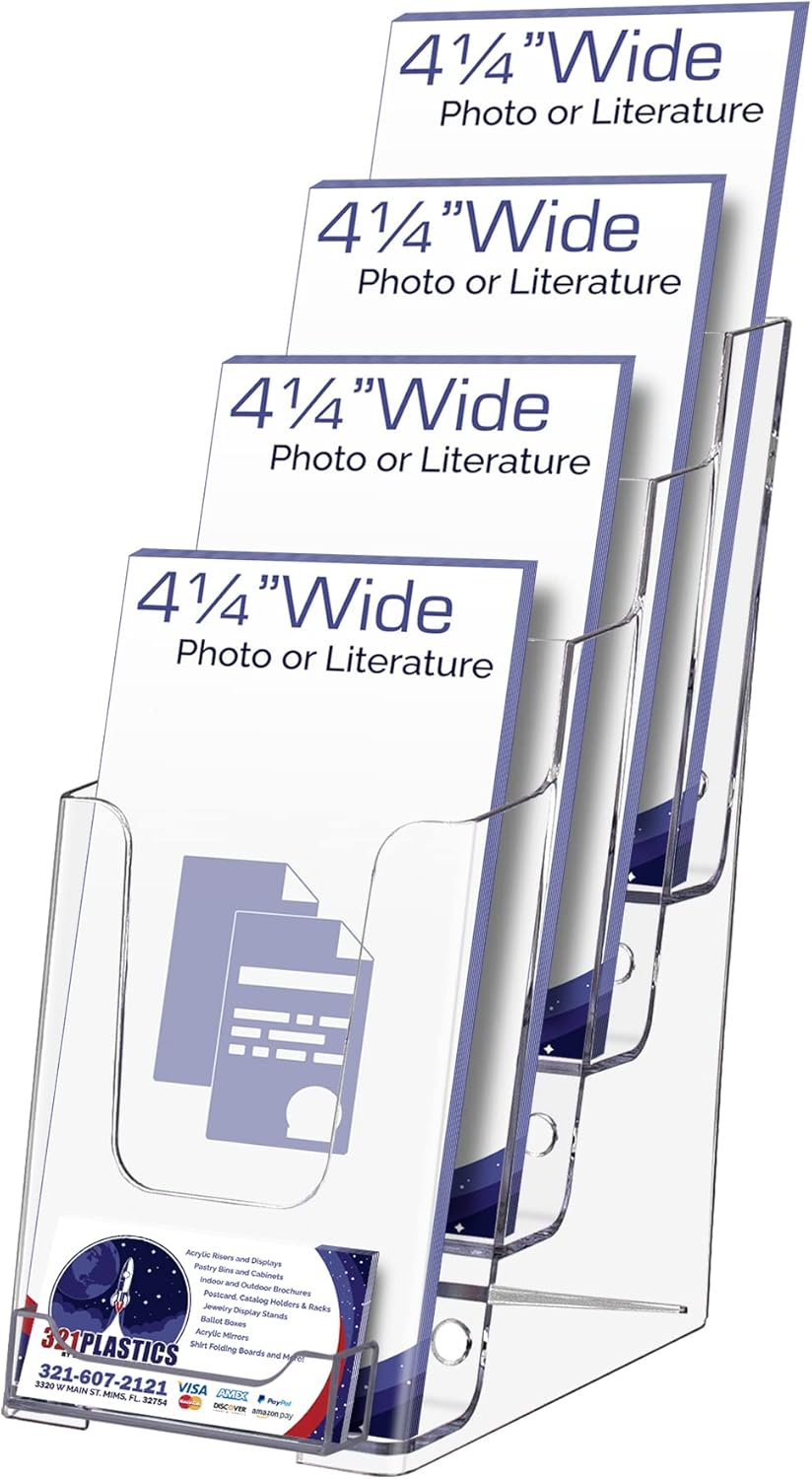 Amazon.com: Multi Pocket Brochure Holder 4" With Business Card Holder ...