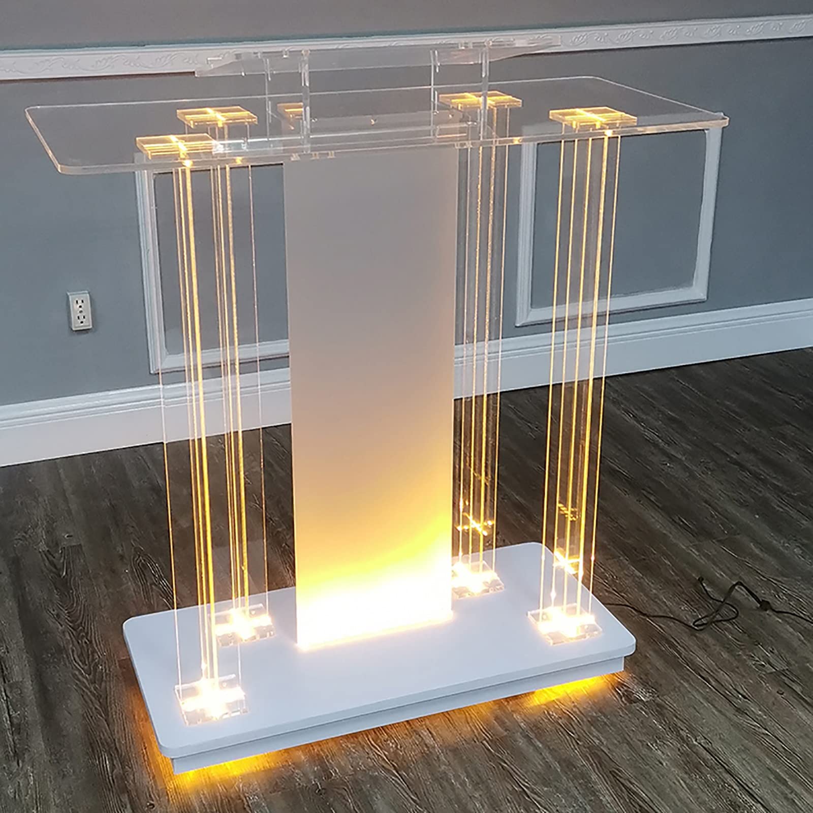 Buy Yofsza Rolling Table Transparent Acrylic Podium with Wheels ...