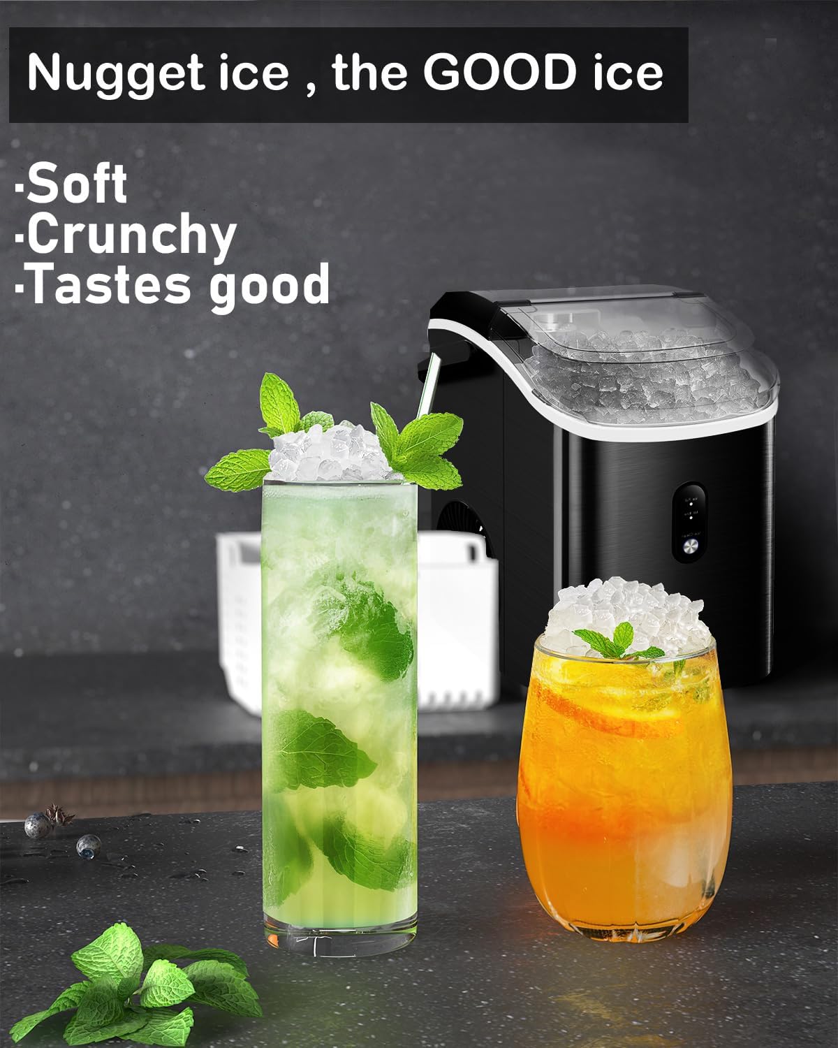 Kndko Nugget Ice Makers Countertop,Pellet Ice Maker Machine with ...