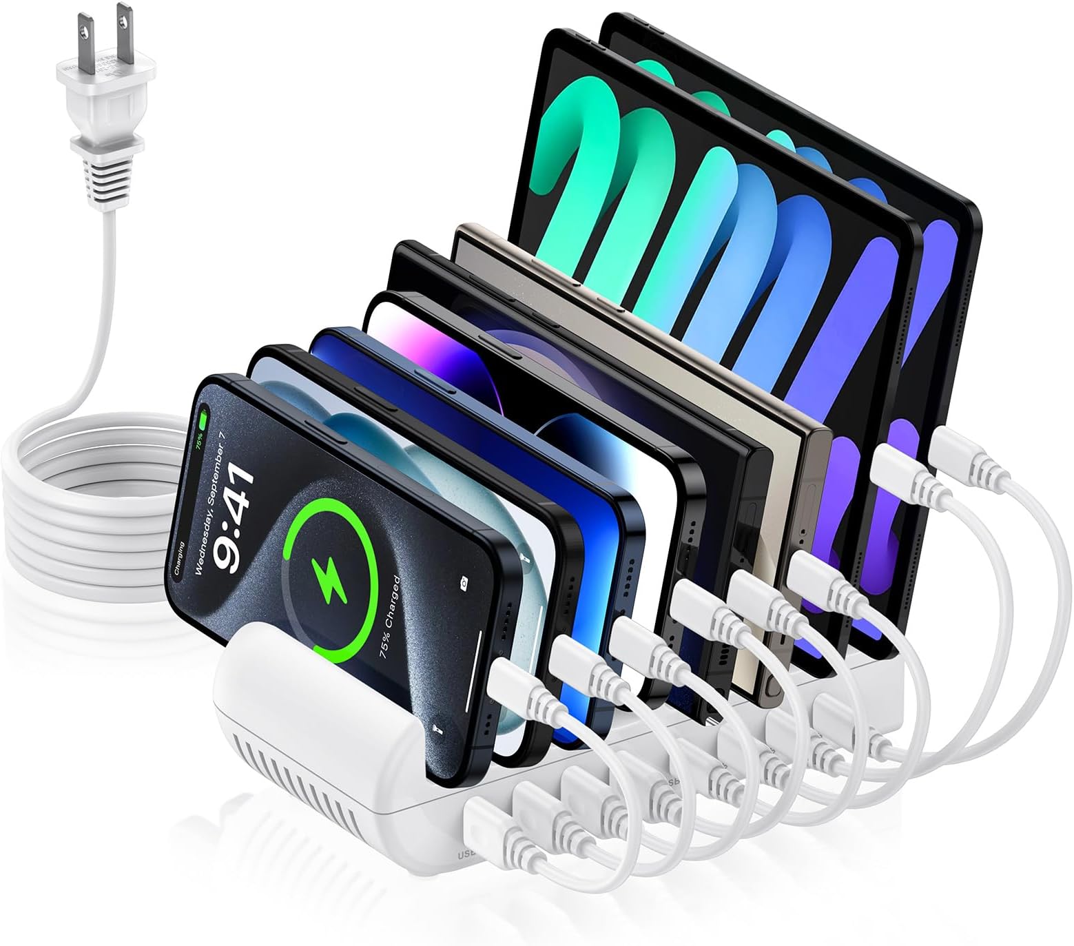 Amazon.com: 60W USB Charging Station with 15W Wireless Charger, 2 USBA ...