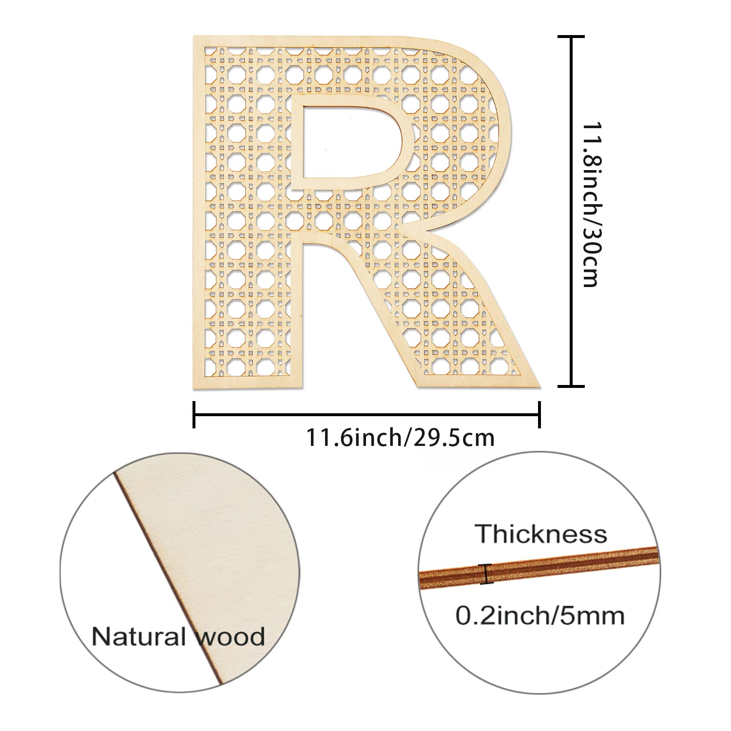 Snapklik.com : Wooden Rattan Letters For Wall Decor Rustic Wooden ...
