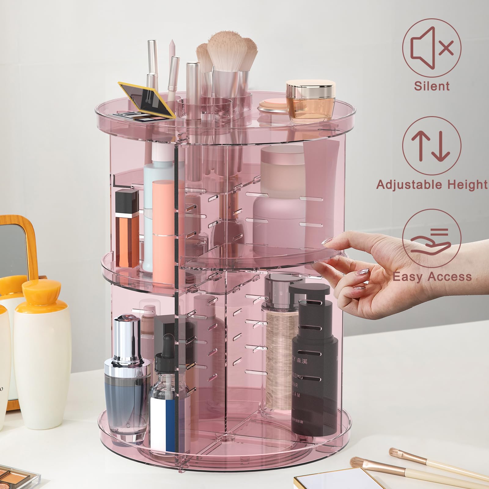 Snapklik.com : Rotating Makeup Organizer, DIY 8 Adjustable Layers 360 ...
