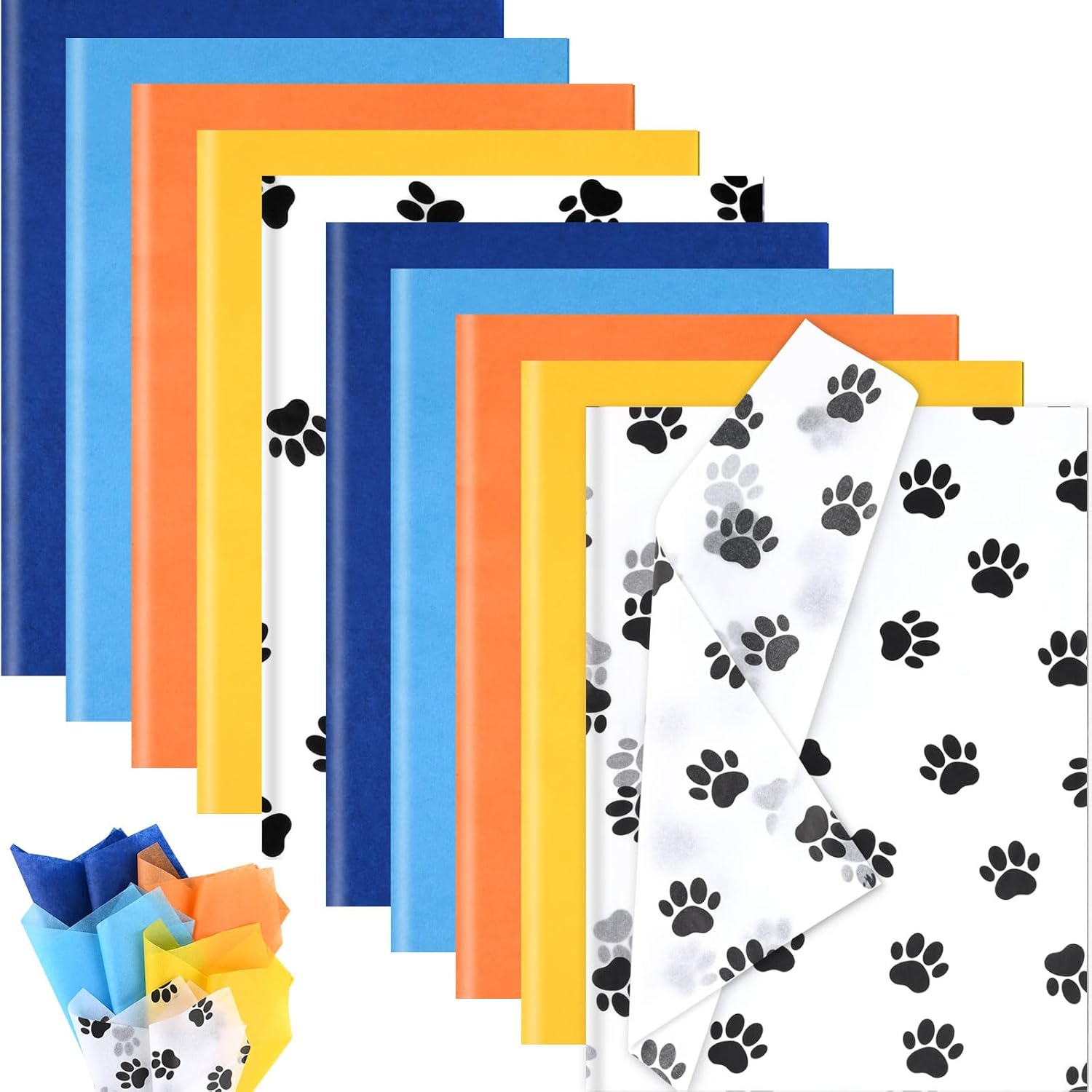 Amazon.com: Bolsome 100 Sheets 20 * 14 Inches Blue Orange Tissue Paper ...