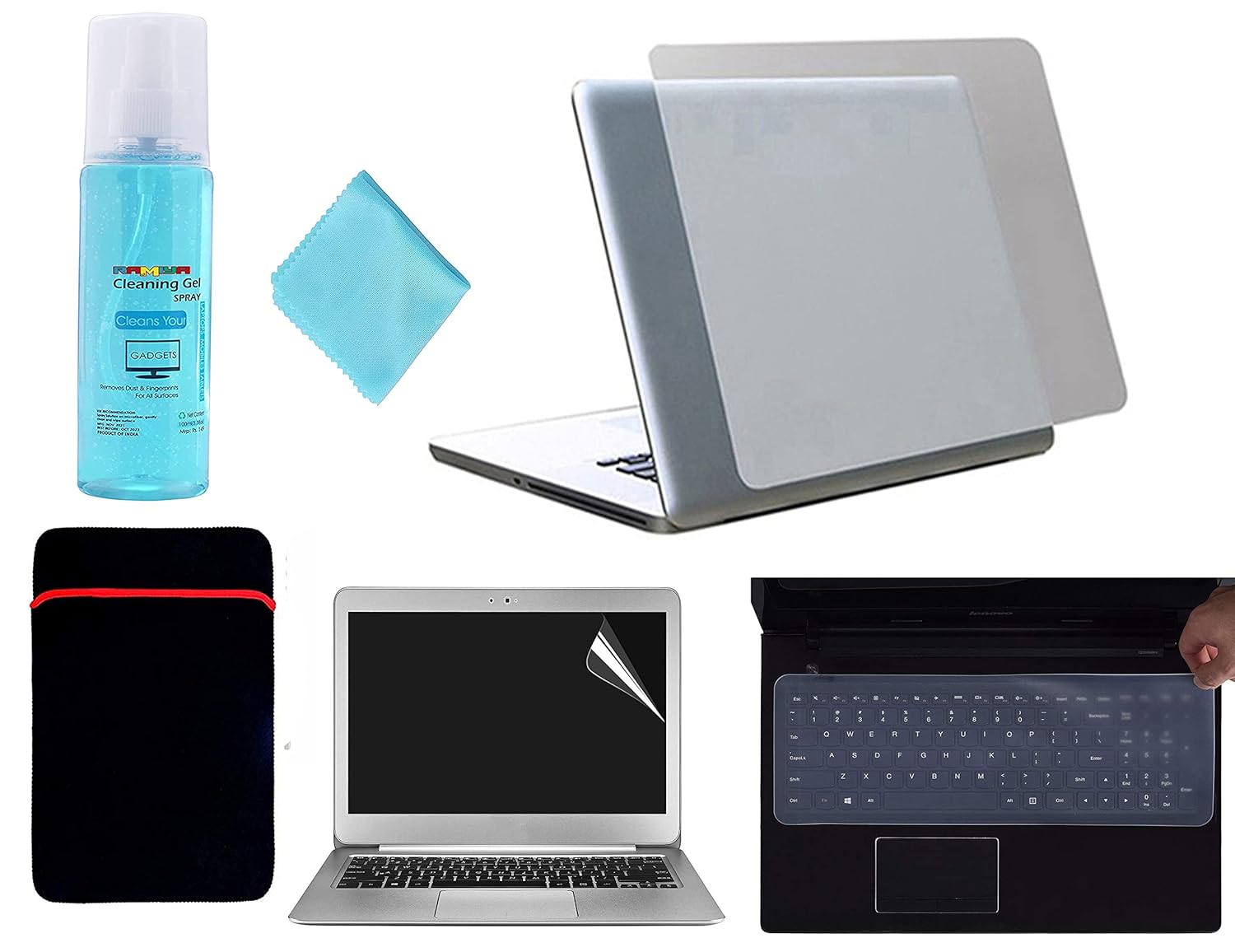 RAMIYA 5 in 1 Transparent Laptop skin combo pack - 15.6-inch -with ...
