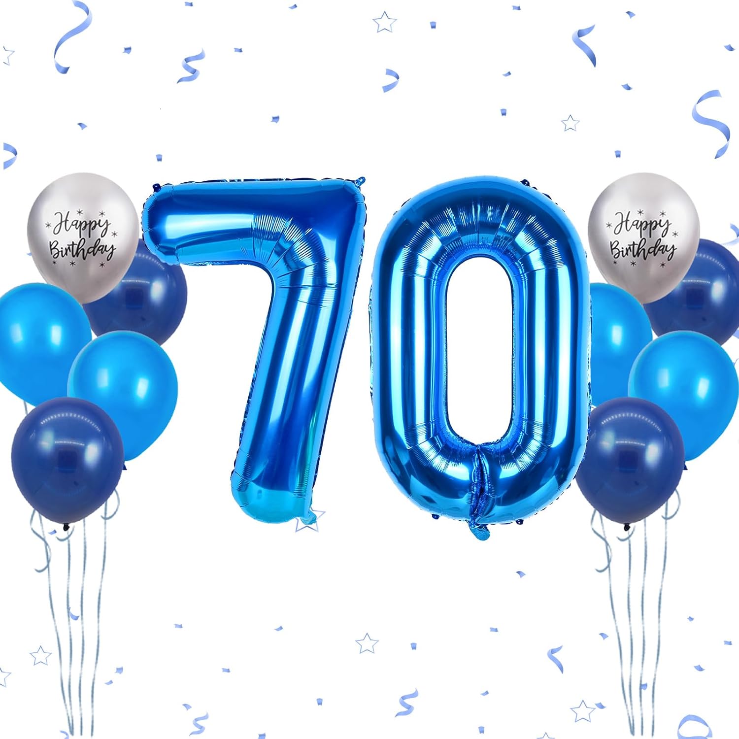 Amazon.com: 40 Inch Blue Number 70 Balloons, 70th Birthday Balloons ...