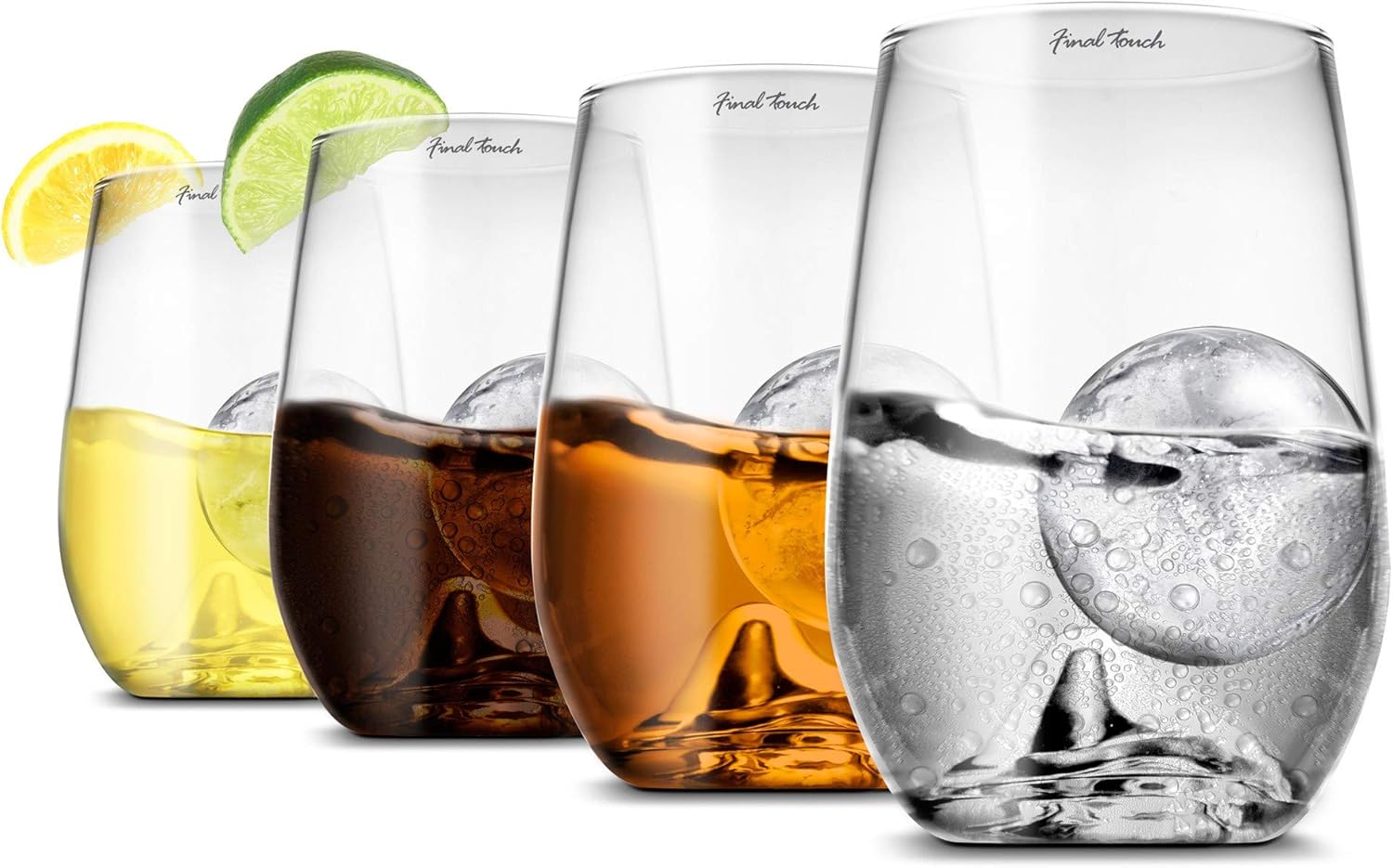 Amazon.com | Final Touch 8-Piece Grand Rock Highball Glass & Ice Ball ...