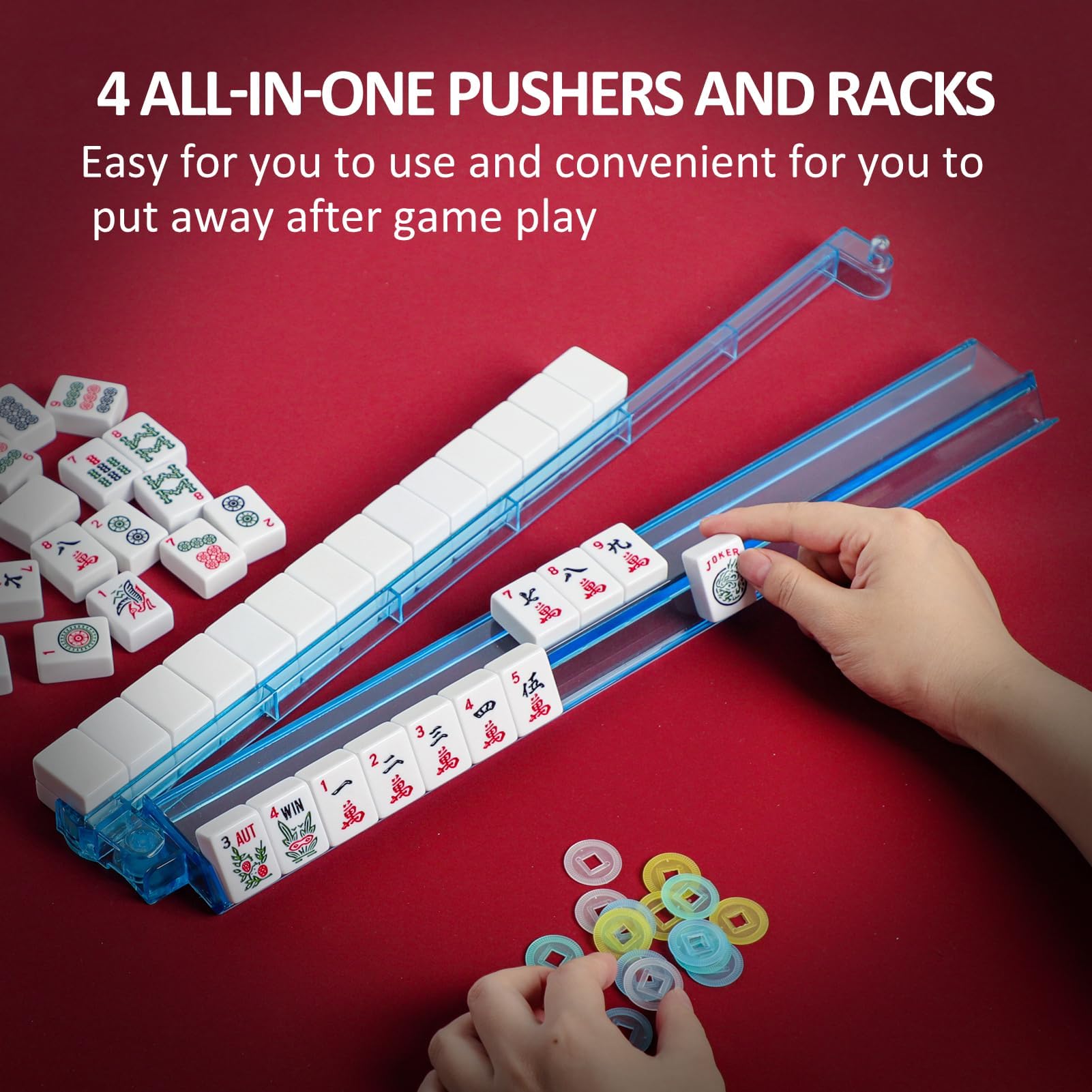 American Mahjong Set,Mahjong Game Set,166 Tiles with Pink Bag,4 All-in ...